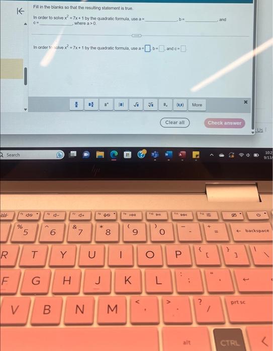 Solved B Search R K F f5 % 5 Fill in the blanks so that the | Chegg.com