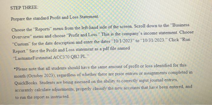 ACC-370 QuickBooks Assignment 2 Complete this | Chegg.com