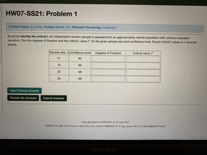 Solved HW07-SS21: Problem 1 Problem Value: 8 points). | Chegg.com