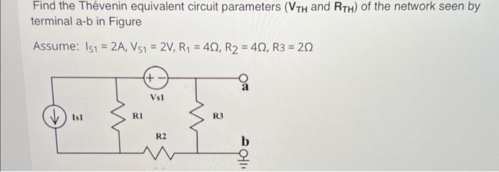 Solved Find the Thévenin equivalent circuit parameters (VTH | Chegg.com