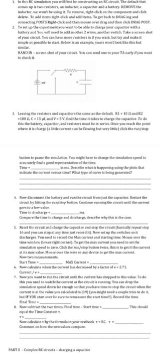 Solved PART II-Complex RC circuits - charging a capacitor L | Chegg.com