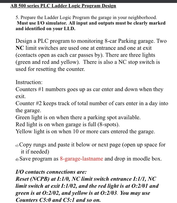 use LogixPro simulator I/O simulator this is a | Chegg.com