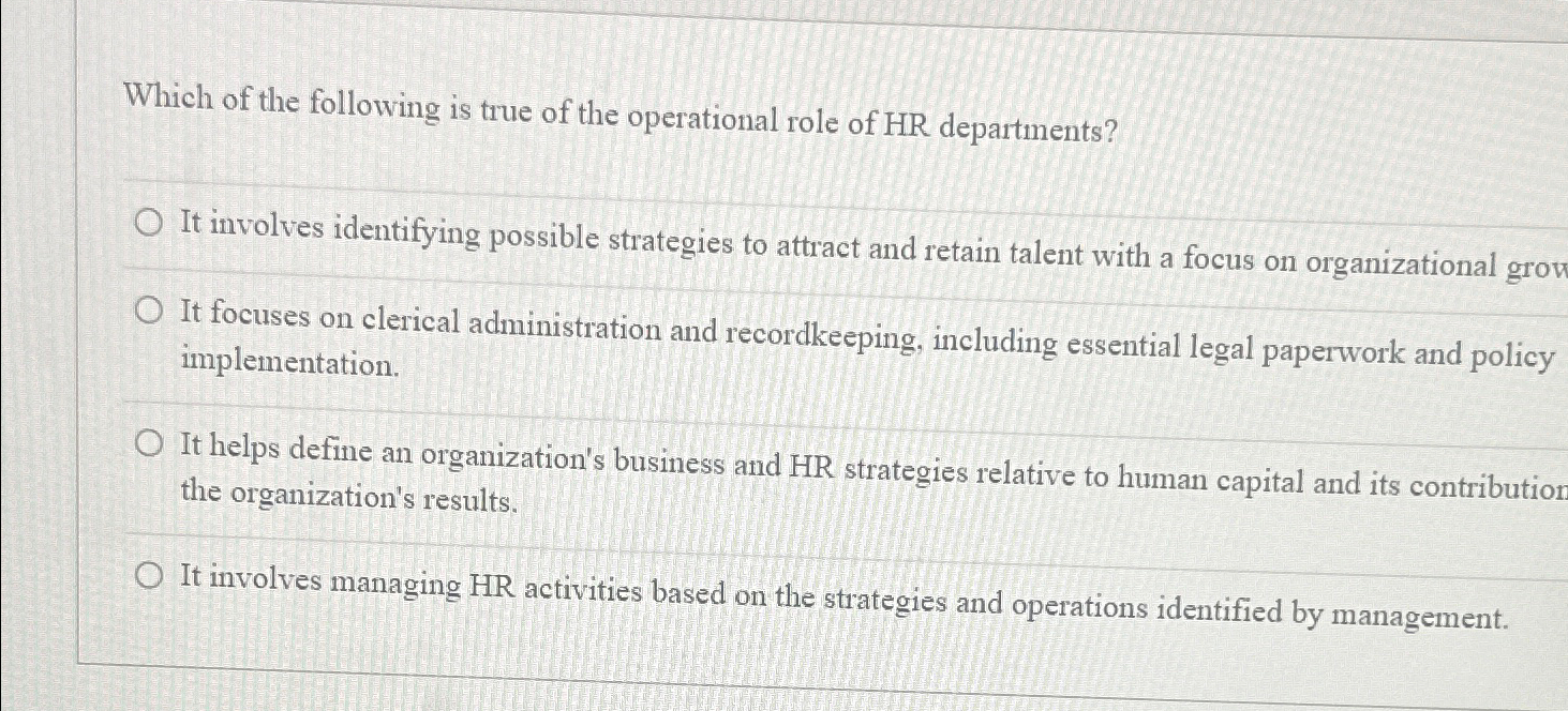 Solved Which of the following is true of the operational | Chegg.com