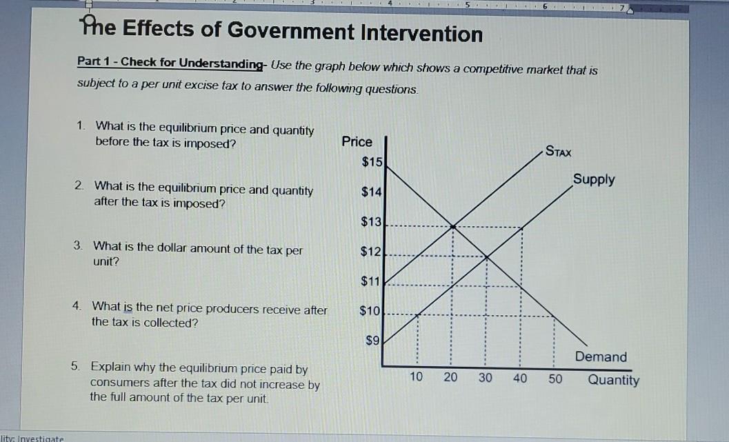 Solved 1.5. The Effects of Government Intervention Part 1 - | Chegg.com
