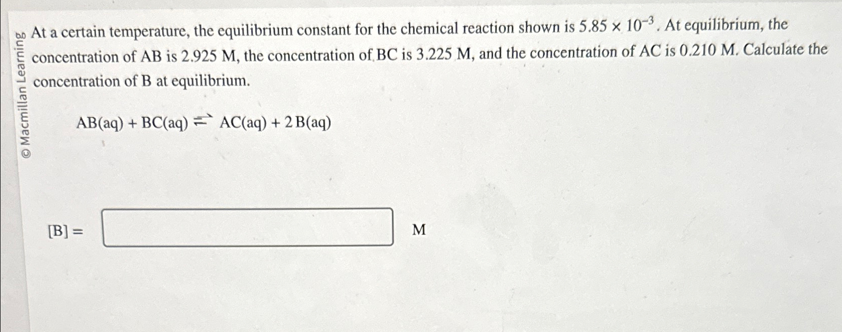 Solved At a certain temperature, the equilibrium constant | Chegg.com