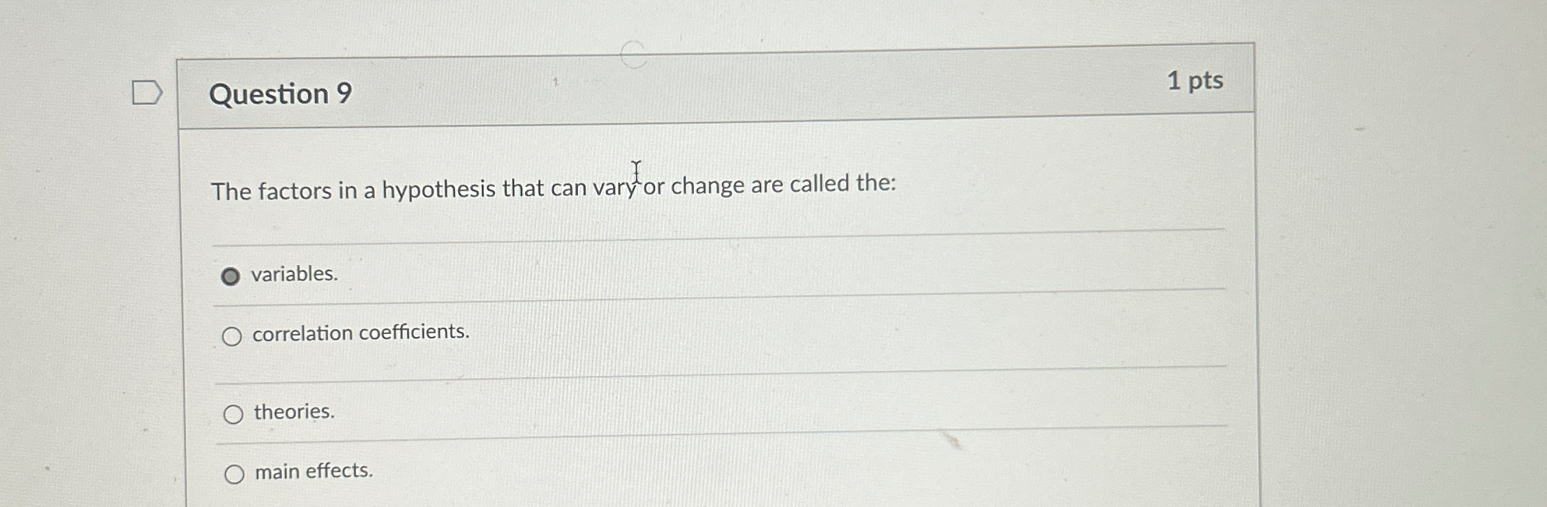 Solved Question 91 ﻿ptsThe factors in a hypothesis that can | Chegg.com
