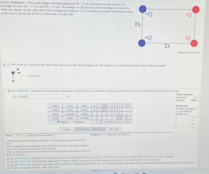 Solved (1396) Problem 5: Four point charges of equal | Chegg.com