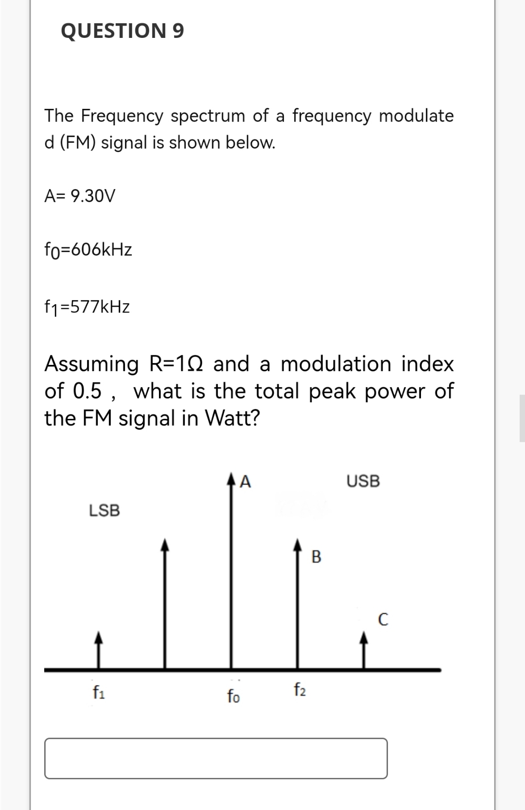 Solved QUESTION 9The Frequency spectrum of a frequency | Chegg.com