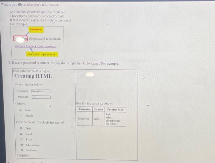 Solved Create a form to display info. ation in a table via | Chegg.com