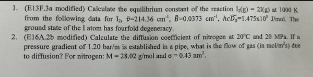 Solved (E13F.3a modified) ﻿Calculate the equilibrium | Chegg.com