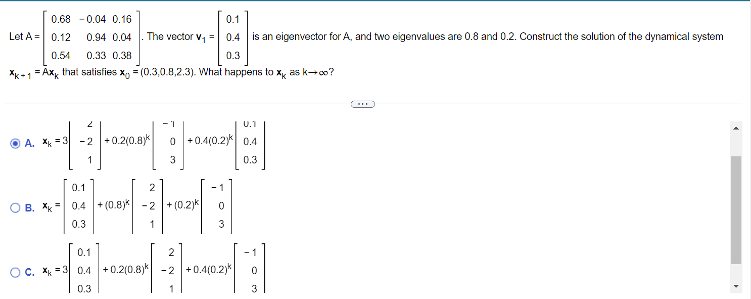 Find the solution of the equation Bold x Subscript k | Chegg.com