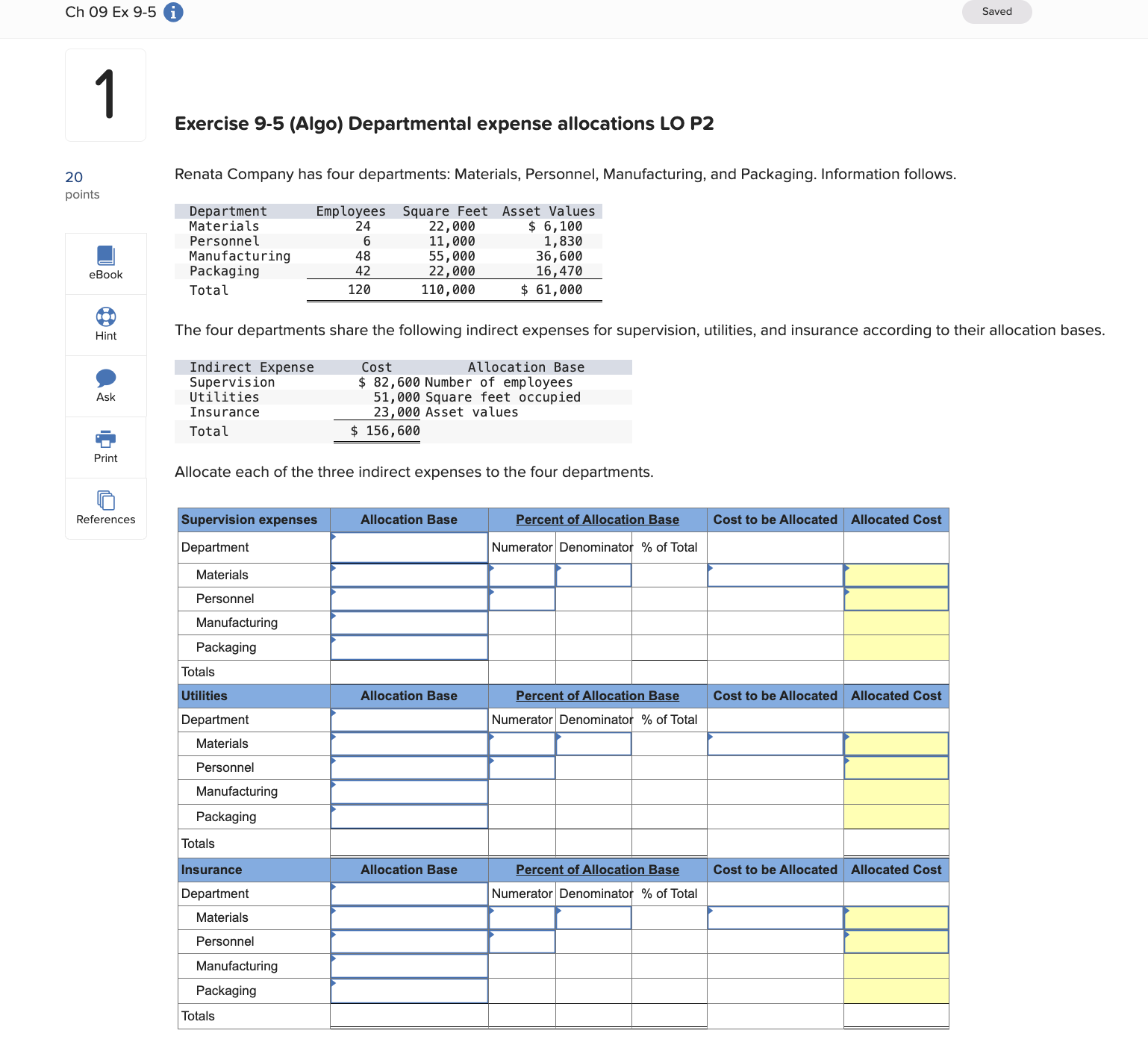 Solved Ch 09 ﻿Ex 9-5120 ﻿pointsExercise 9-5 (Algo) | Chegg.com