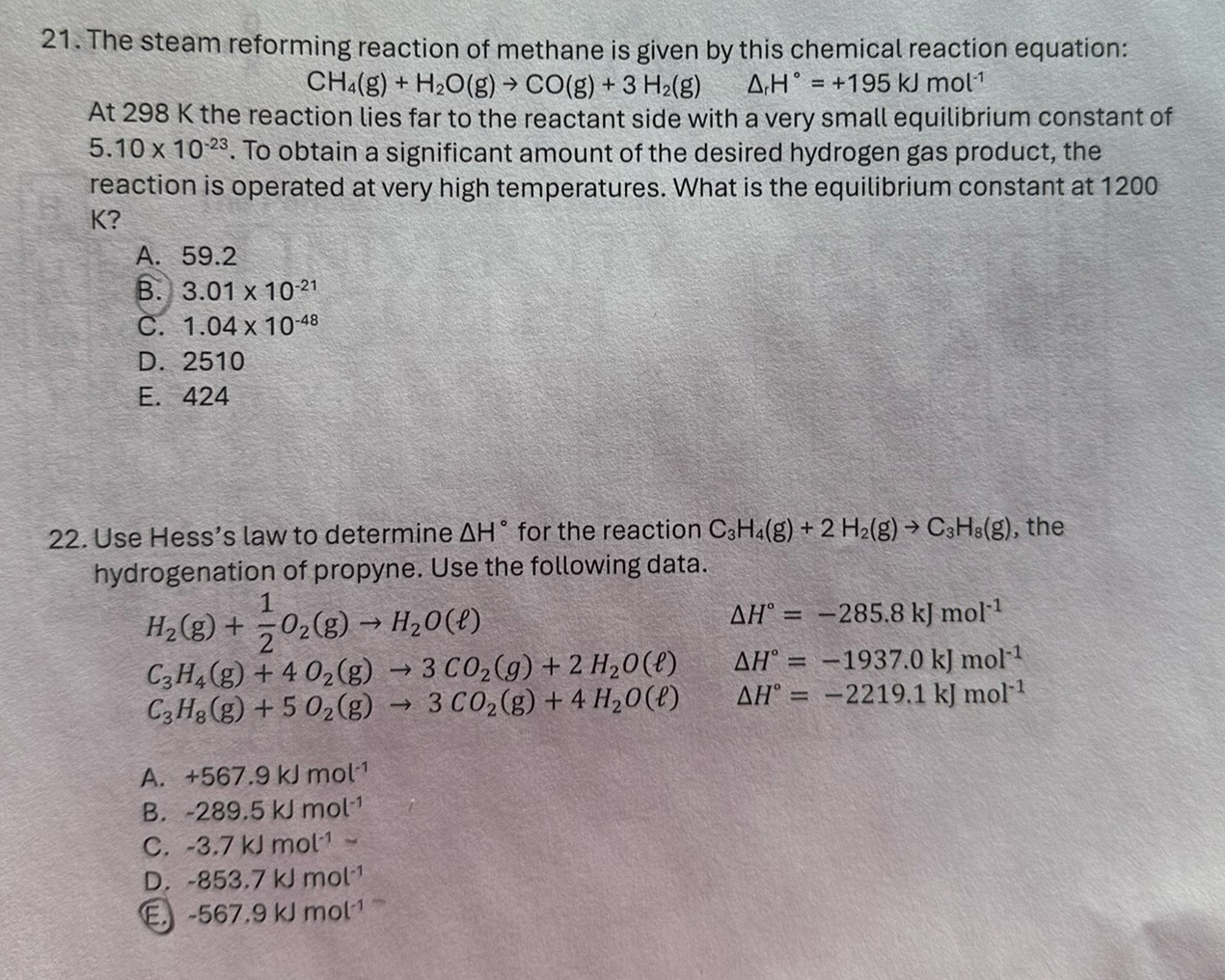 Solved The steam reforming reaction of methane is given by | Chegg.com