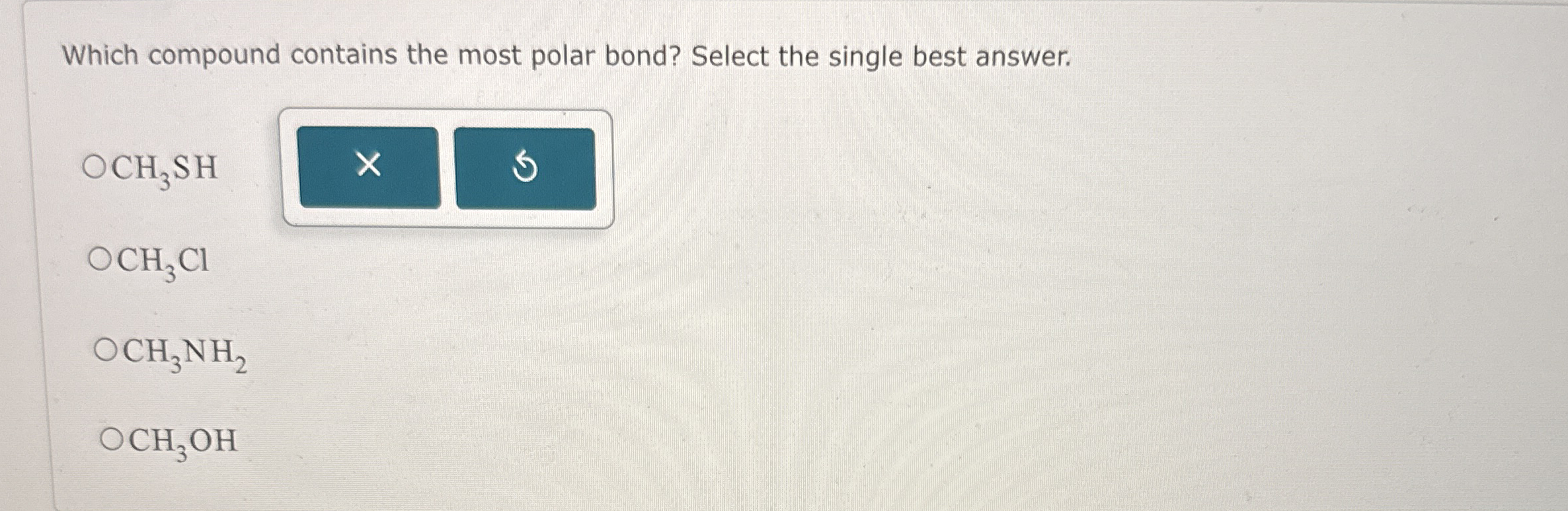 Solved Which compound contains the most polar bond? Select | Chegg.com