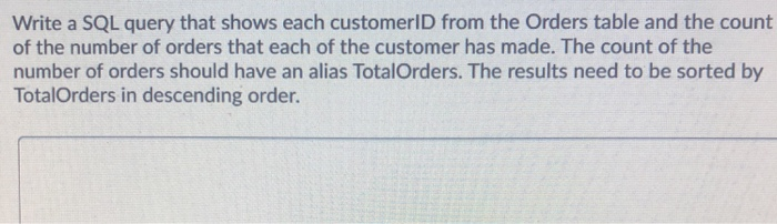 Solved Write A Sql Query That Shows Each Customerid From The