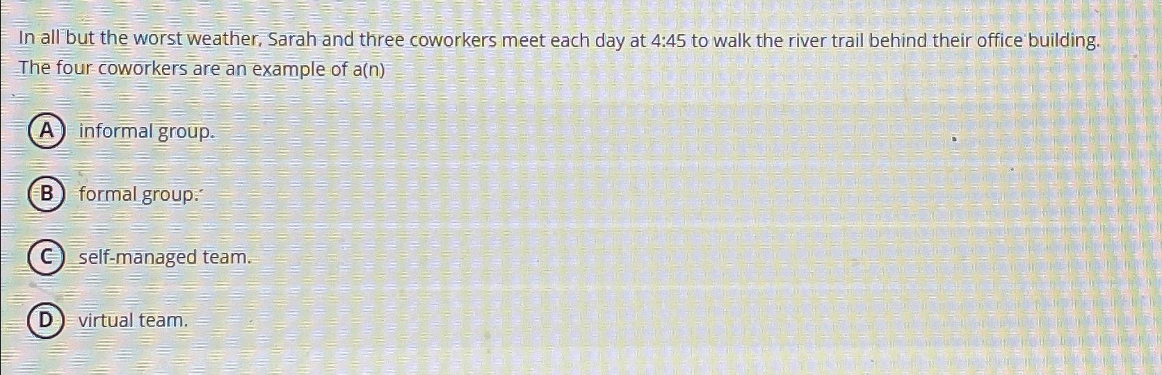 Solved In all but the worst weather, Sarah and three | Chegg.com