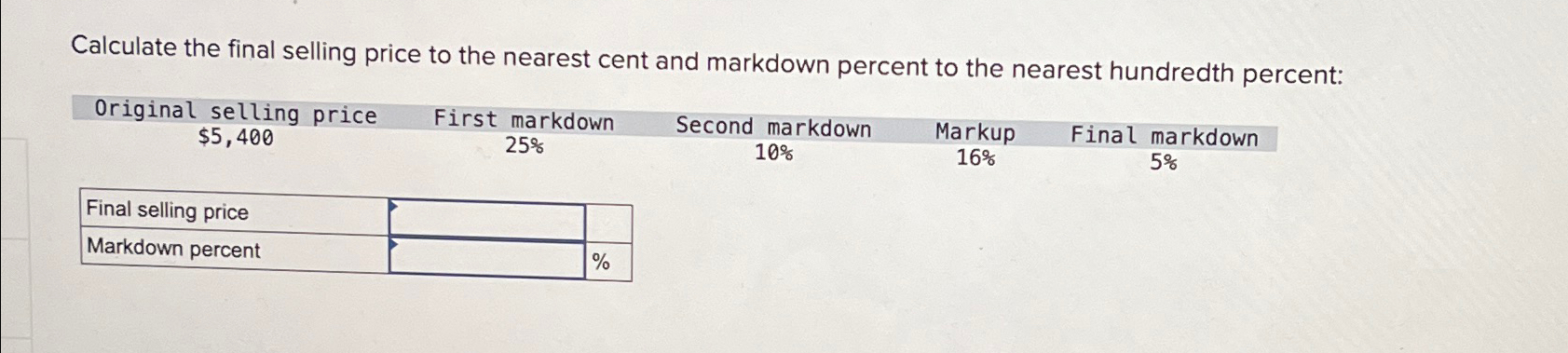 Solved Calculate the final selling price to the nearest cent | Chegg.com