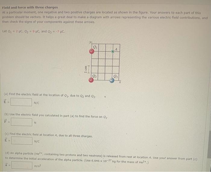 Solved Field and force with three charges At a particular | Chegg.com