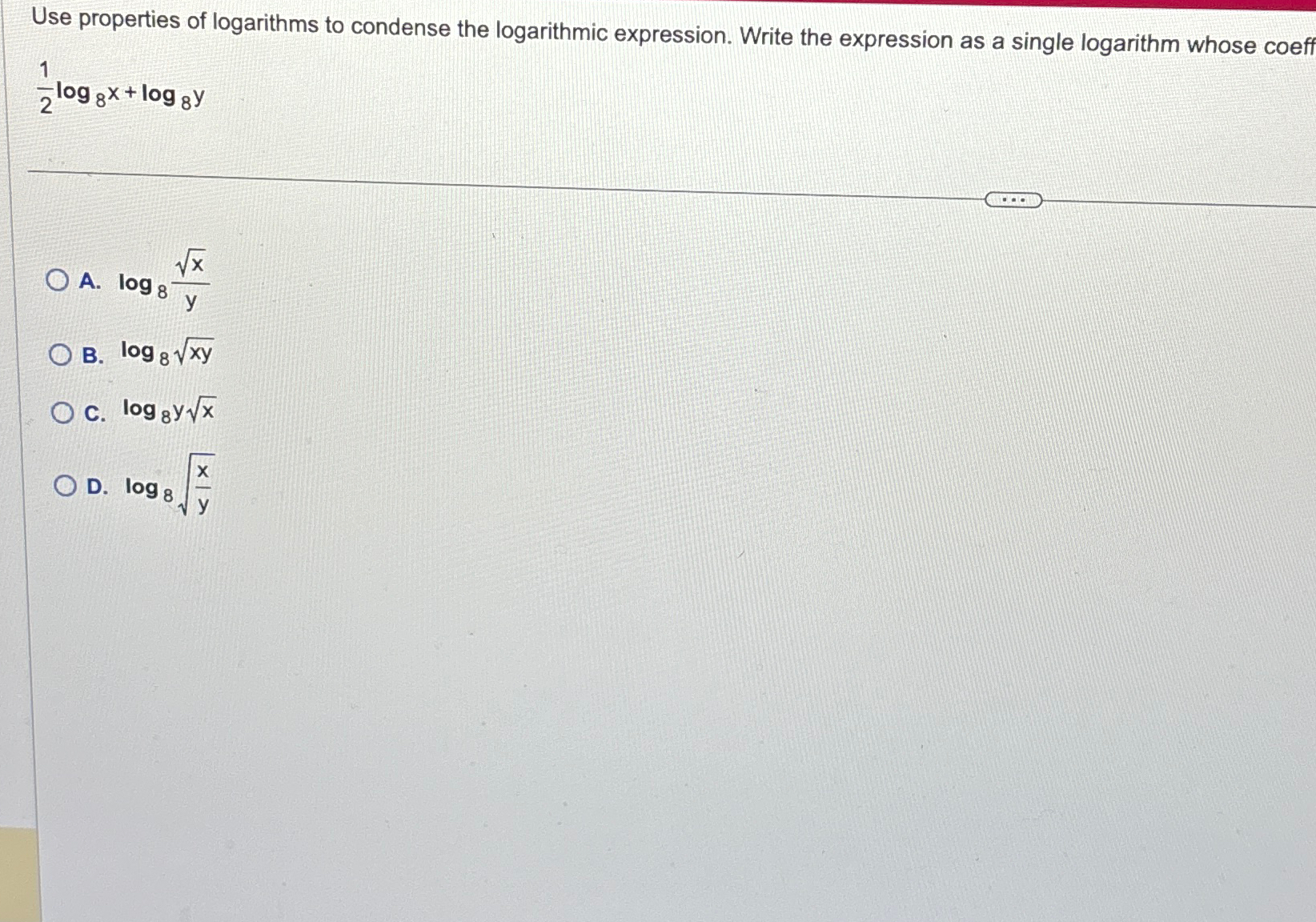 Solved Use properties of logarithms to condense the | Chegg.com