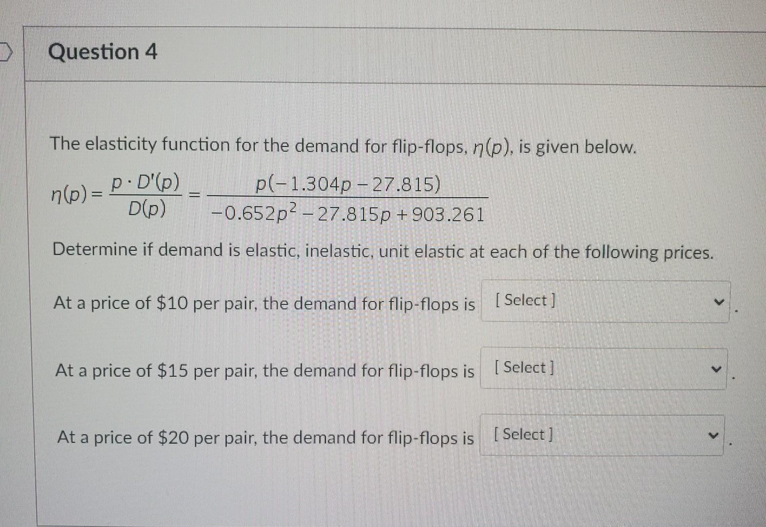 Solved The elasticity function for the demand for | Chegg.com