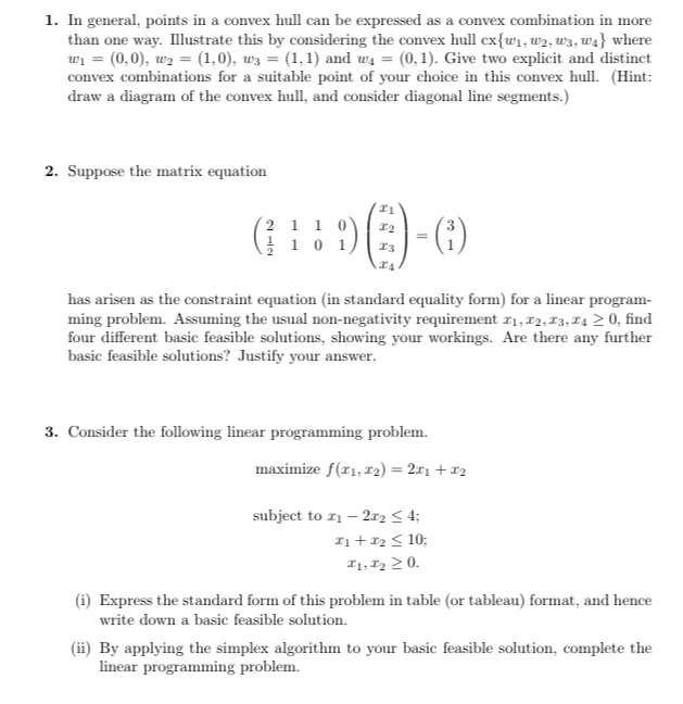 1. In general, points in a convex hull can be | Chegg.com