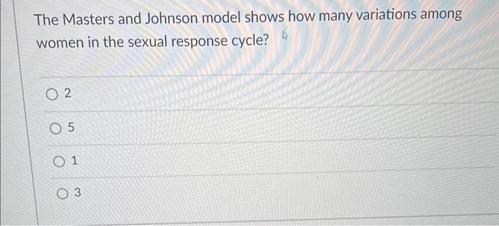 Solved The Masters and Johnson model shows how many | Chegg.com