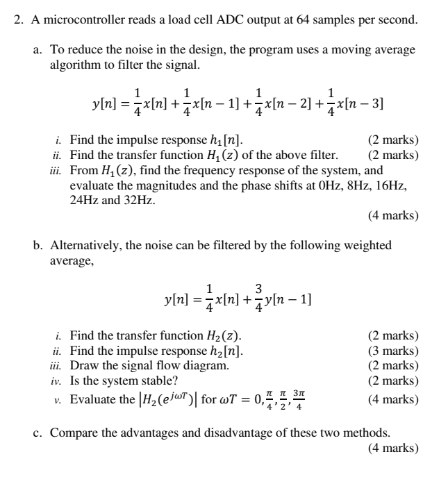 Solved 2. A microcontroller reads a load cell ADC output at | Chegg.com