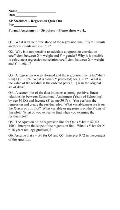 Solved Q1. What is value of the slope of the regression line | Chegg.com