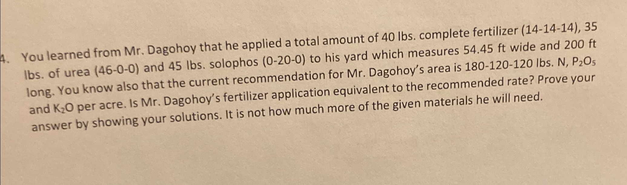 Solved You learned from Mr. ﻿Dagohoy that he applied a total | Chegg.com