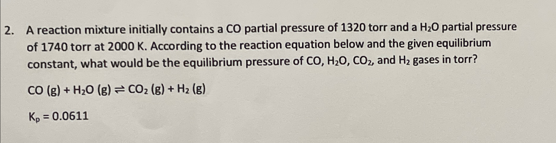 Solved A reaction mixture initially contains a CO ﻿partial | Chegg.com