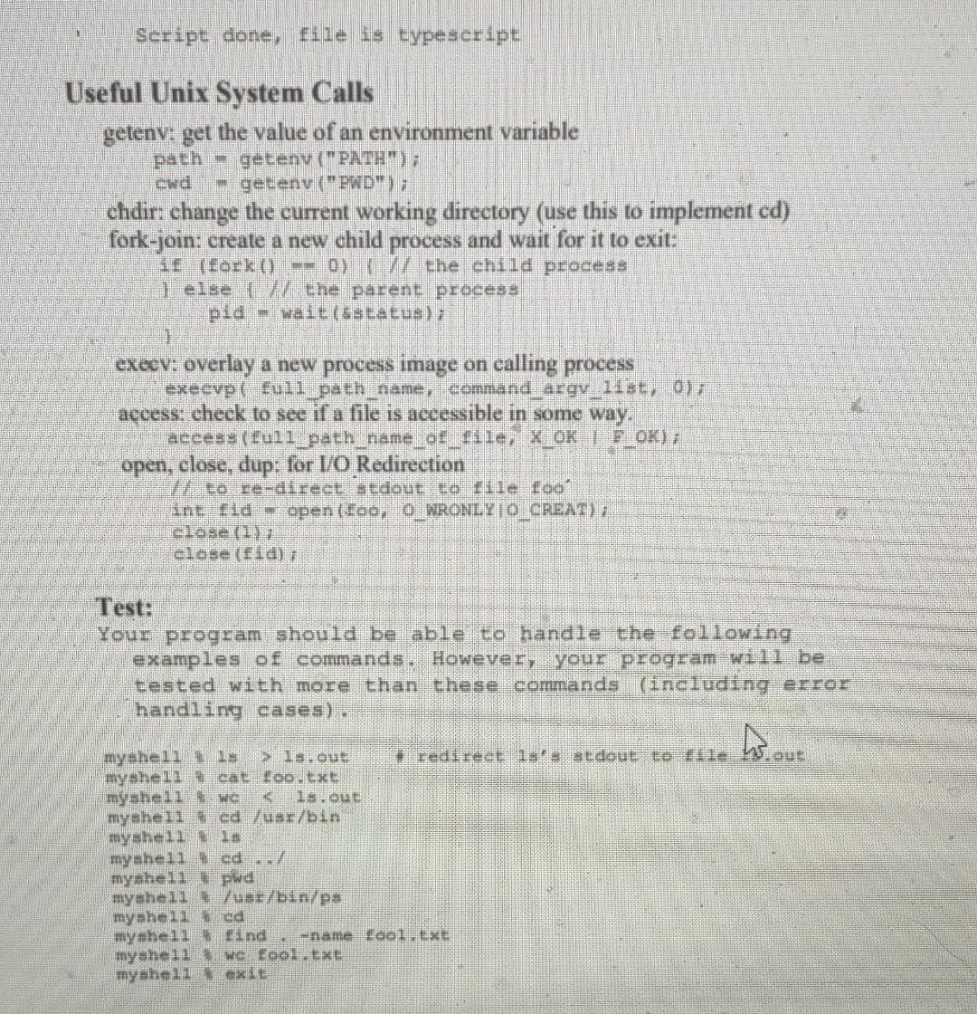 Solved A Simple Shell Is A C Program That Supports Shell
