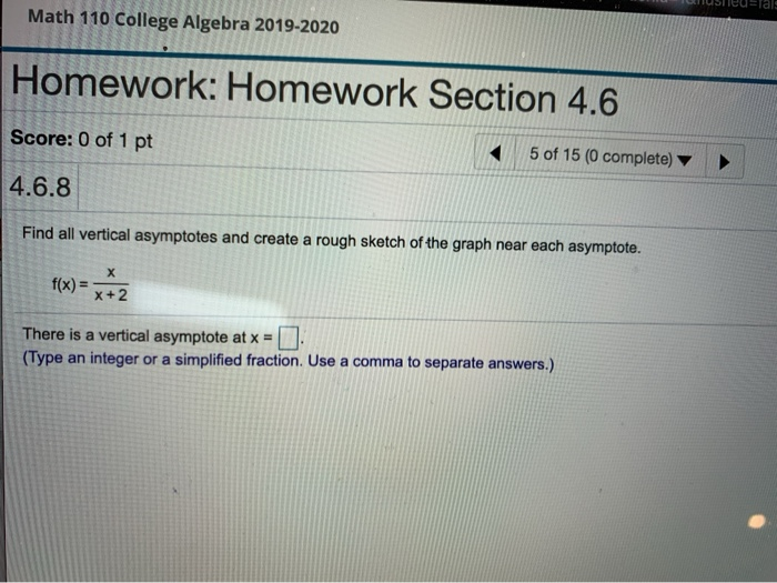 Solved Usneurals Math 110 College Algebra 2019-2020 | Chegg.com