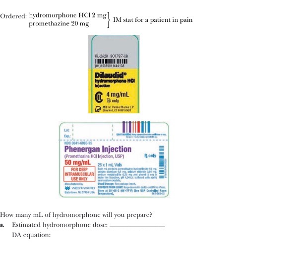 Solved Ordered: hydromorphone HCl 2 mg promethazine 20 mg S | Chegg.com