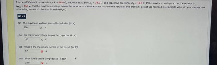 Solved -including answers submitted in WebAssign.) (a) the | Chegg.com