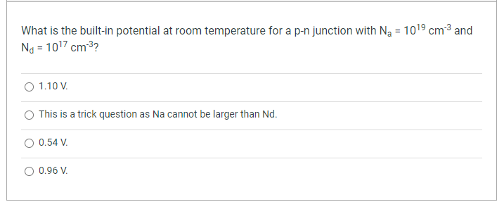 Solved What is the built-in potential at room temperature | Chegg.com