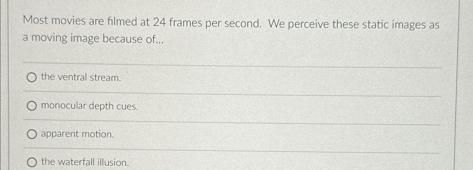 Solved Most movies are filmed at 24 ﻿frames per second. We | Chegg.com