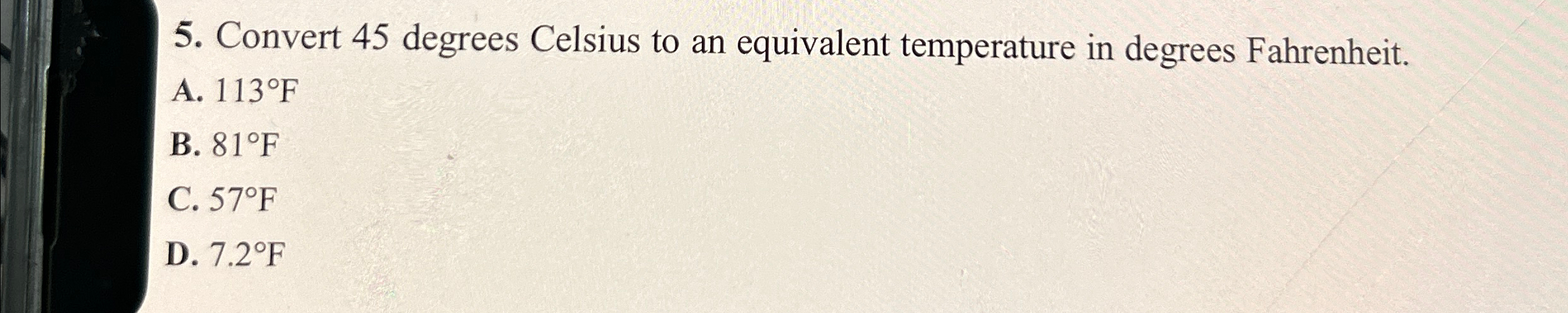 Solved Convert 45 ﻿degrees Celsius to an equivalent | Chegg.com