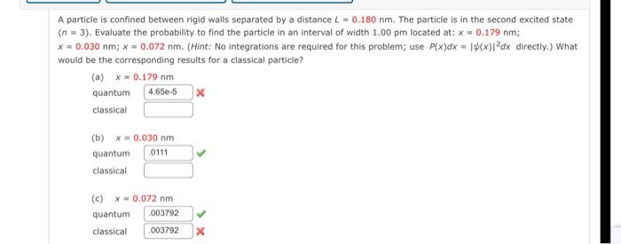 Solved A particle is confined between rigid walls separated | Chegg.com