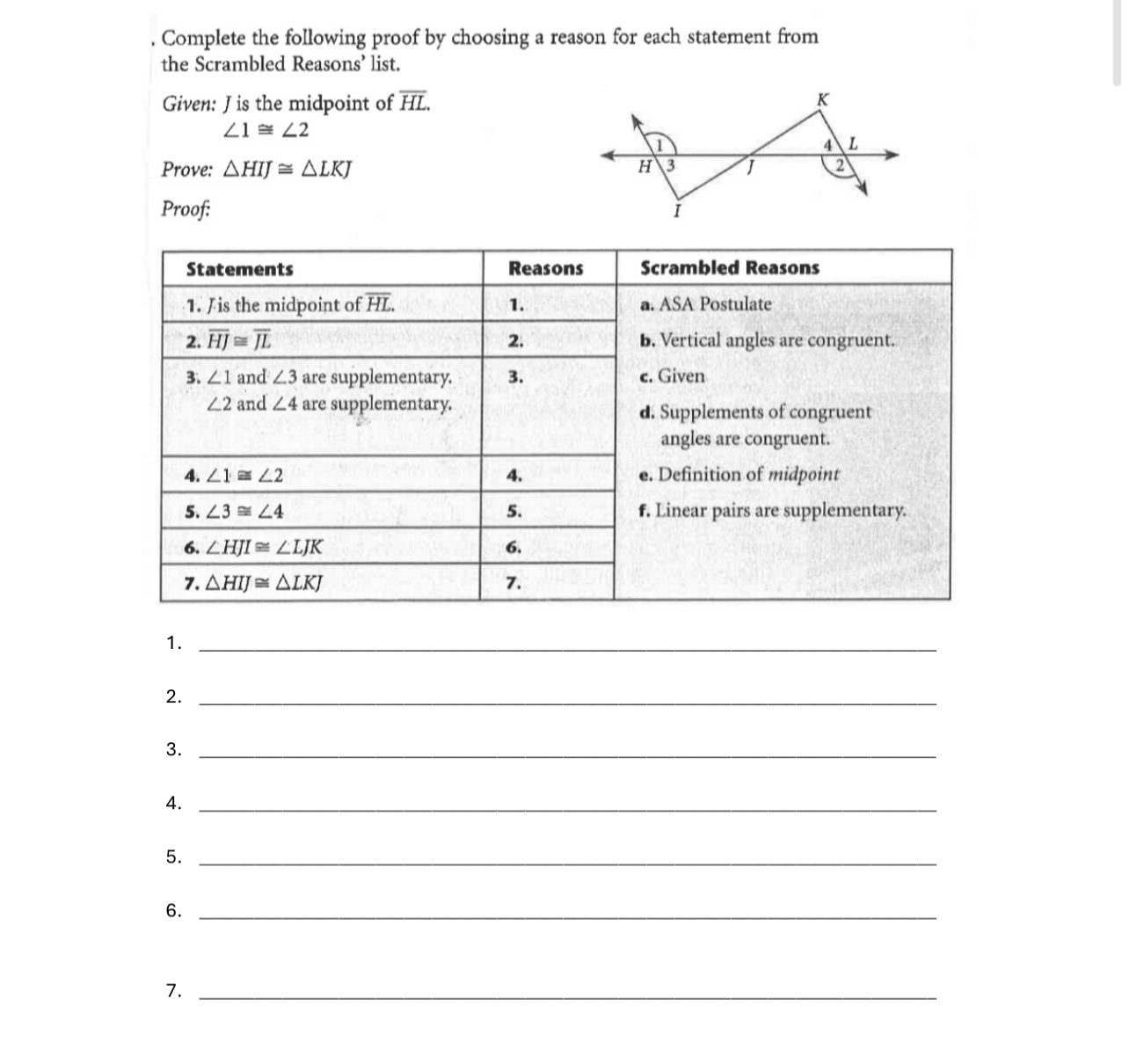Solved Complete the following proof by choosing a reason for | Chegg.com