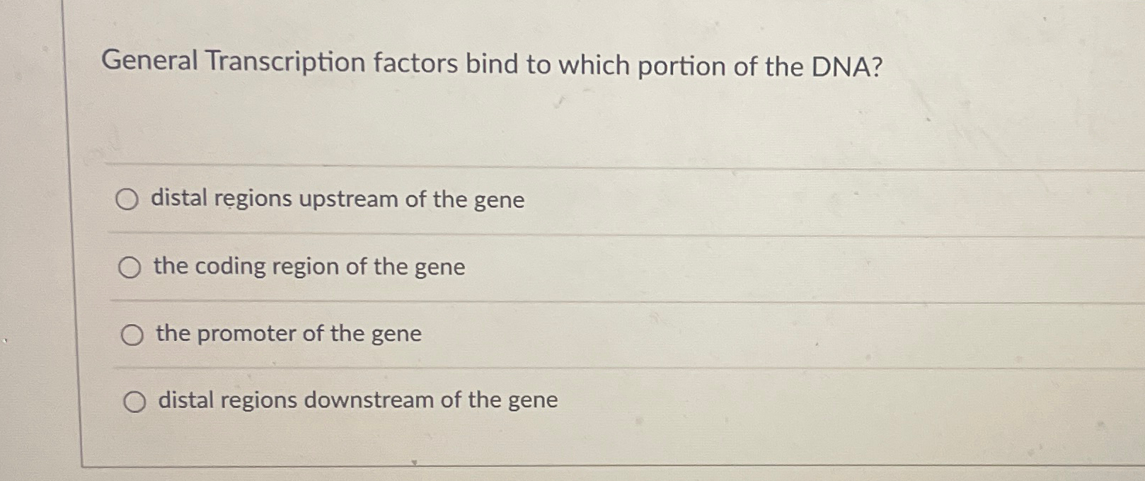 Solved General Transcription factors bind to which portion | Chegg.com