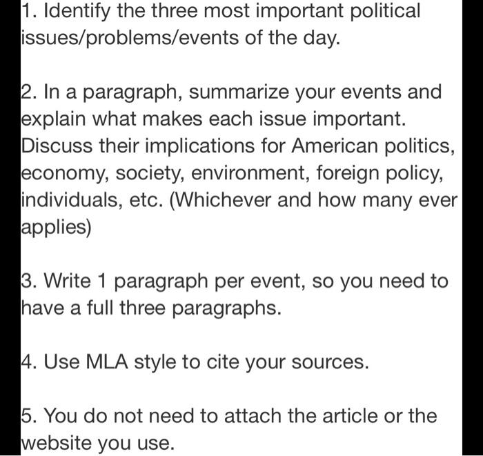 1. Identify the three most important political | Chegg.com