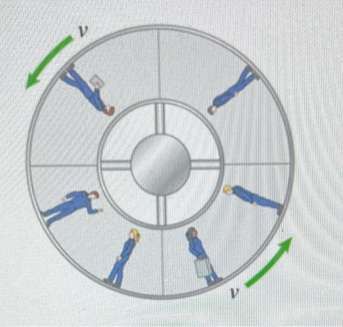 Solved A spaceship in outer space has a doughnut shape with | Chegg.com