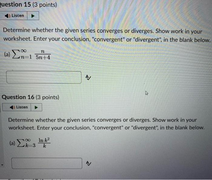 Determine whether the given series converges or | Chegg.com