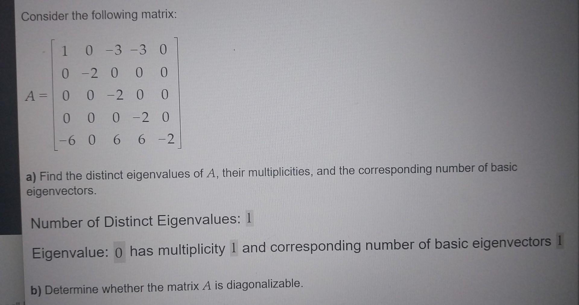Solved Consider the following matrix: | Chegg.com