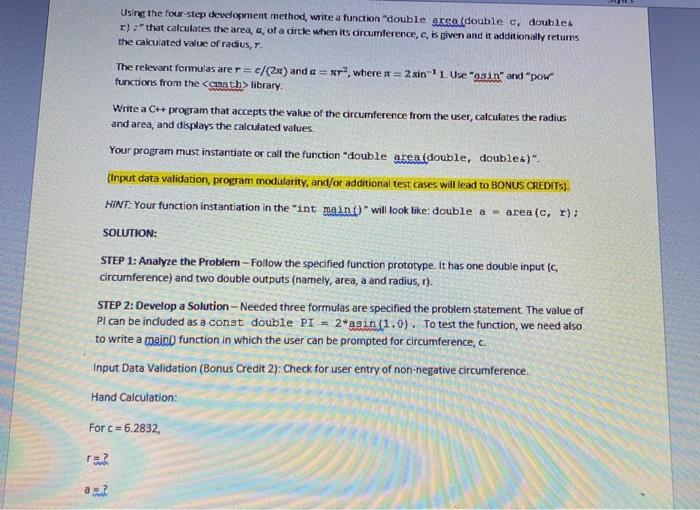 Solved Using the four step development method, write a | Chegg.com