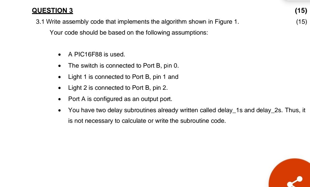 Solved QUESTION 3 3.1 Write assembly code that implements | Chegg.com