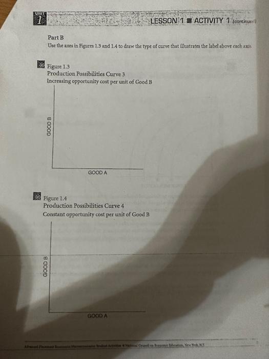 Solved Part B Use the axes in Figures 1.3 and 1.4 to draw | Chegg.com