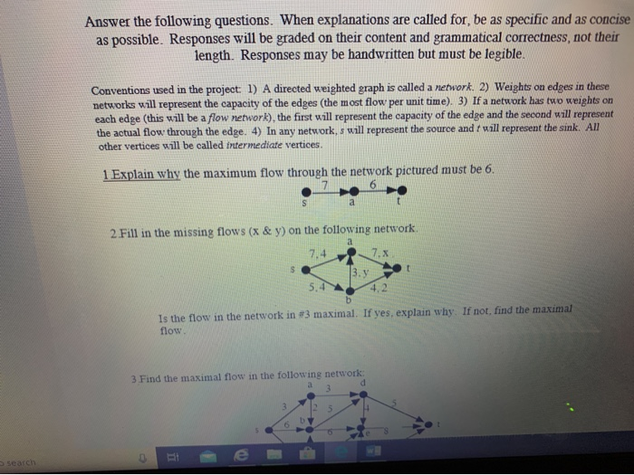 Solved 1. Explain why the maximum flow through the network | Chegg.com