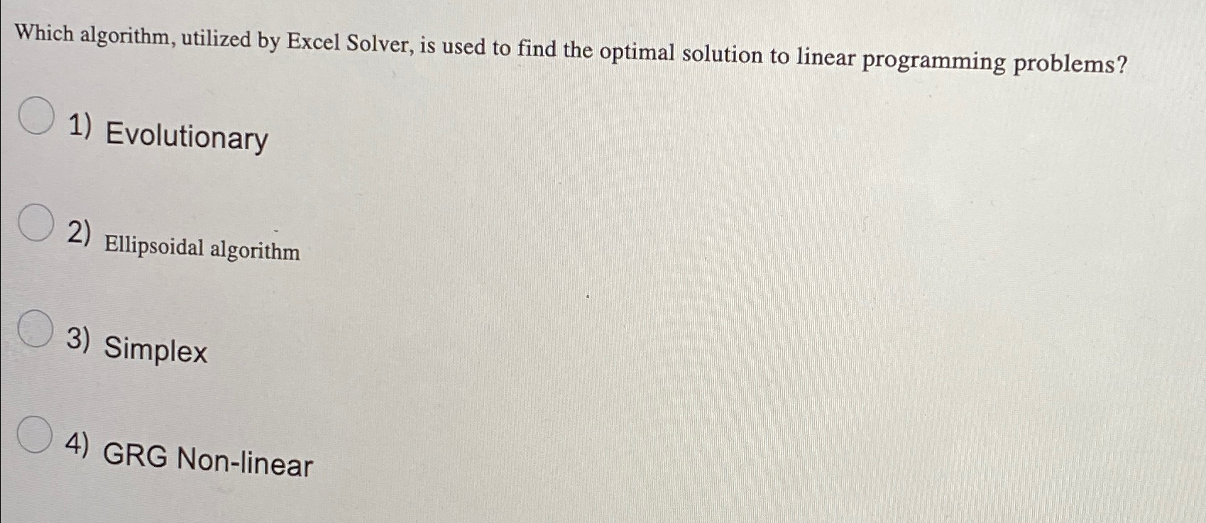 Solved Which algorithm, utilized by Excel Solver, is used to | Chegg.com