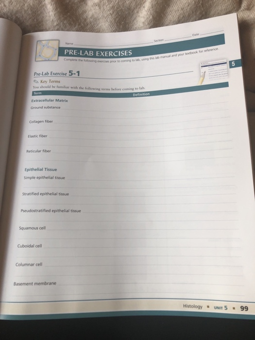 Solved Date Section Name PRE-LAB EXERCISES Complete the | Chegg.com